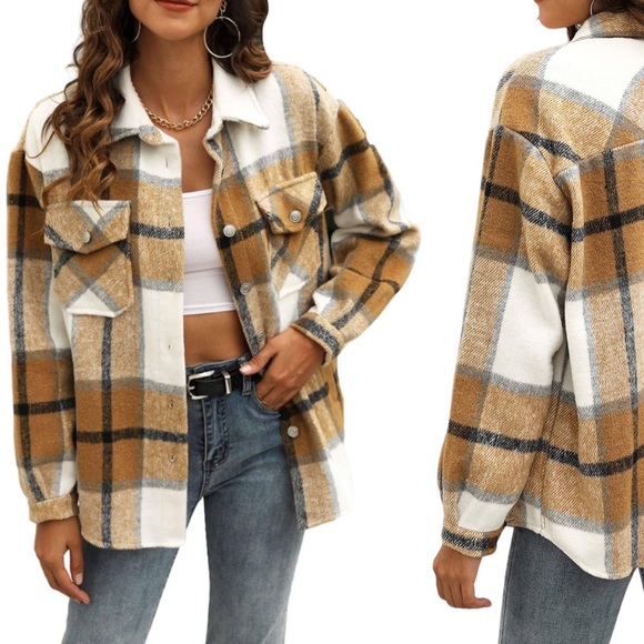 indefeir | Tops | Indefeir Plaid Flannel Shirt Shacket Size Medium ...